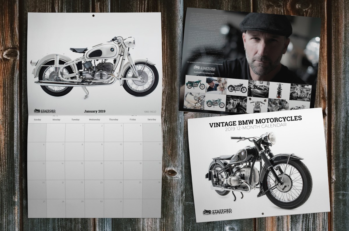 Vintage BMW Motorcycles 2019 Wall Calendar - Tim Stafford Restorations
